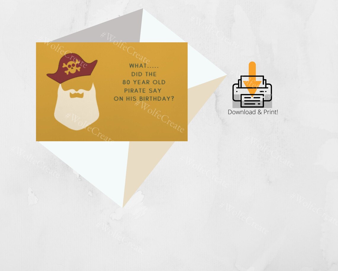 Printable Pirate Pun Happy Birthday Card Digital Download - Etsy