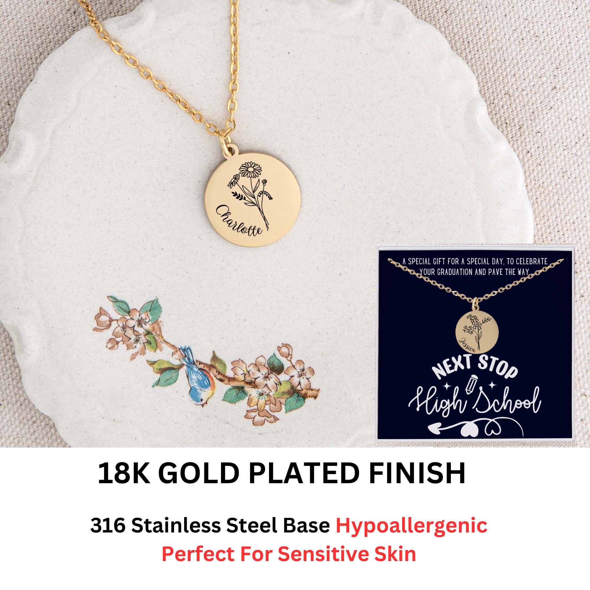 8th Grade Graduation Personalized Necklace Middle School Graduation ...