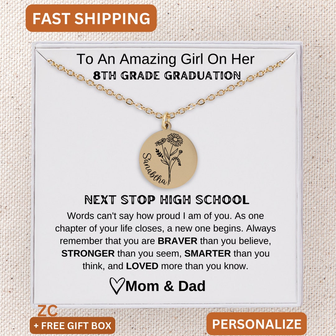 8th Grade Graduation Necklace Custom Middle School Graduation Jewelry ...