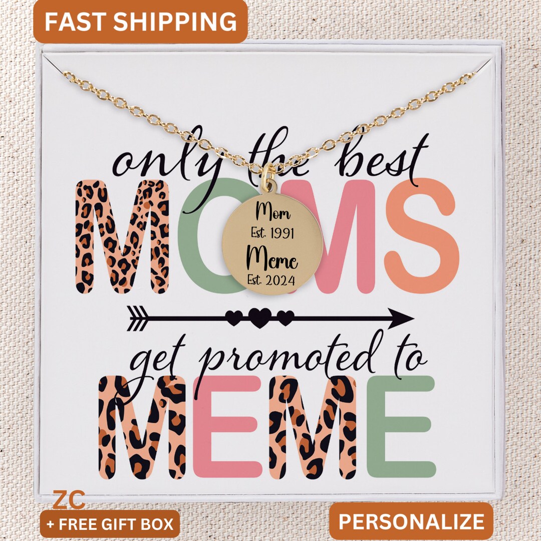 Meme Custom Necklace, Personalized Gifts for Meme, Message Card ...