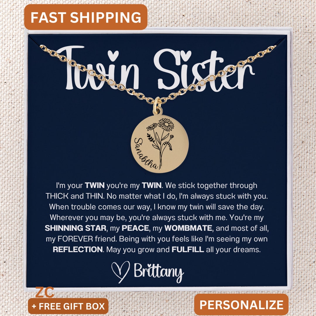Twin Sister Necklace Personalized, Twin Gift, Personalized Birthday ...