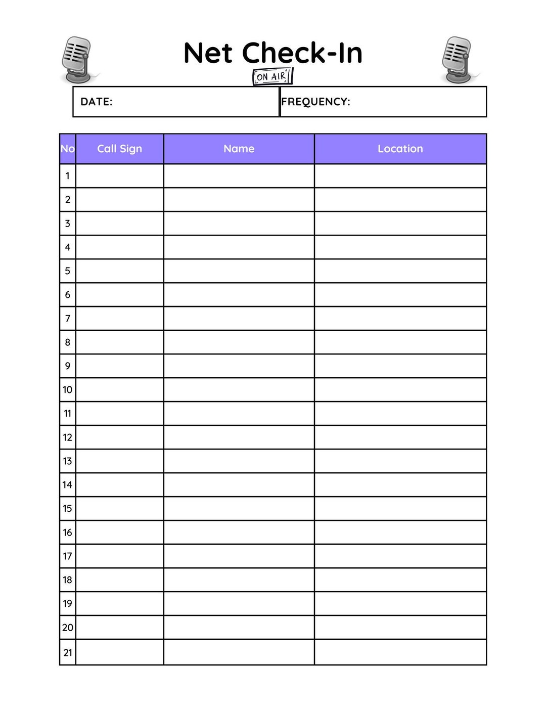 Ham Radio, Ham Radio Net, Ham Radio Net Check-in Log, NET Log, Ham ...