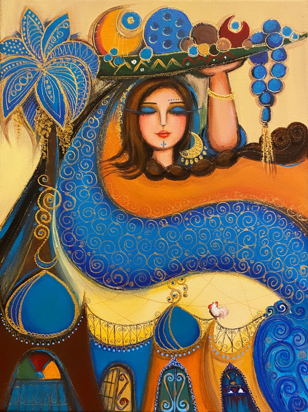 A Story in a Gown- Abaya. Traditional Iraqi Art. Original. Arabian ...