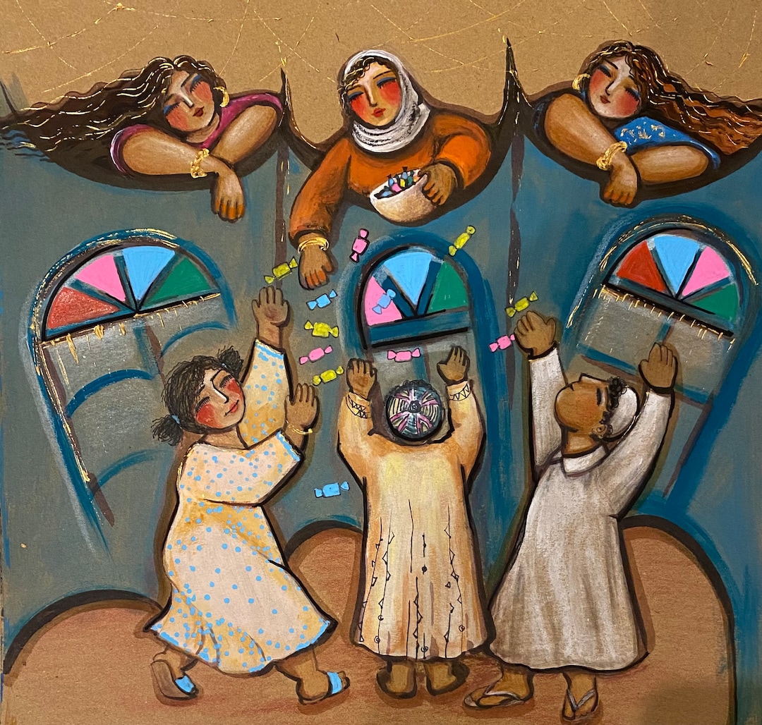 Original Iraqi Art. Acrylic and Mixed Media on 30 by 29 Paper. Ramadhan ...