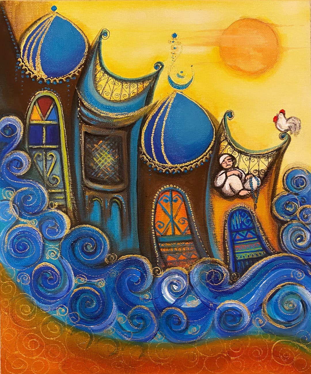 Original Iraqi Art. Arabian Art. Domes and Old Traditional Houses ...