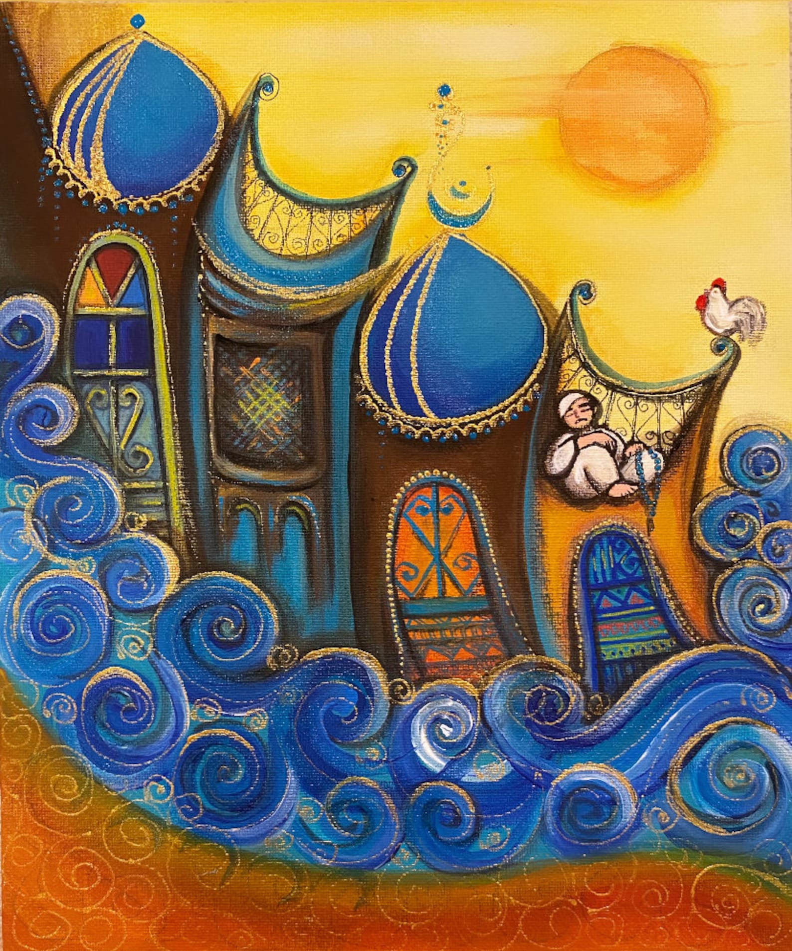 Original Iraqi Art. Arabian Art. Domes and Old Traditional Houses ...