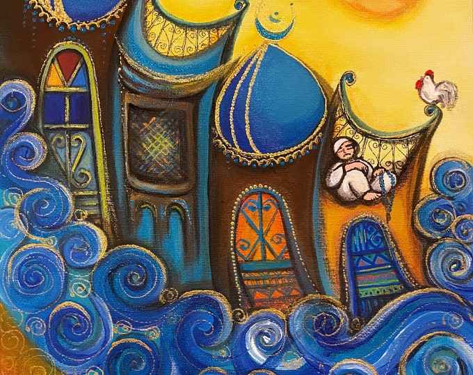 Original Iraqi Art. Arabian Art. Domes and Old Traditional Houses ...