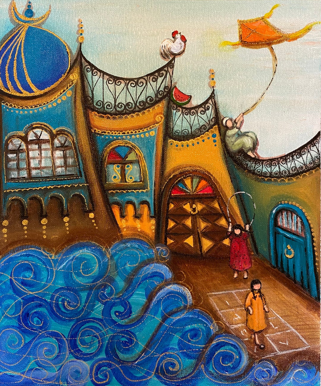 A View of an Old Iraqi Alleyway. Original Iraqi Art. Arabic and Iraqi ...