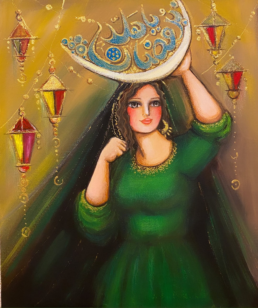 Original Iraqi Art. Ramadhan Art. Acrylic on 22 by 30 Cm Canvas Board ...