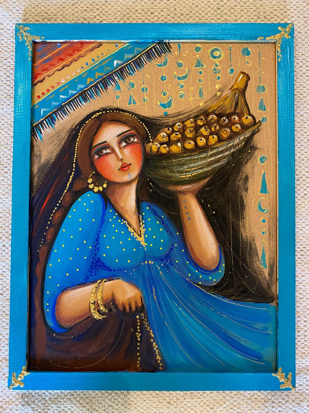 Original Iraqi Art. A Women With a Dates Basket. Arabian and Iraqi ...