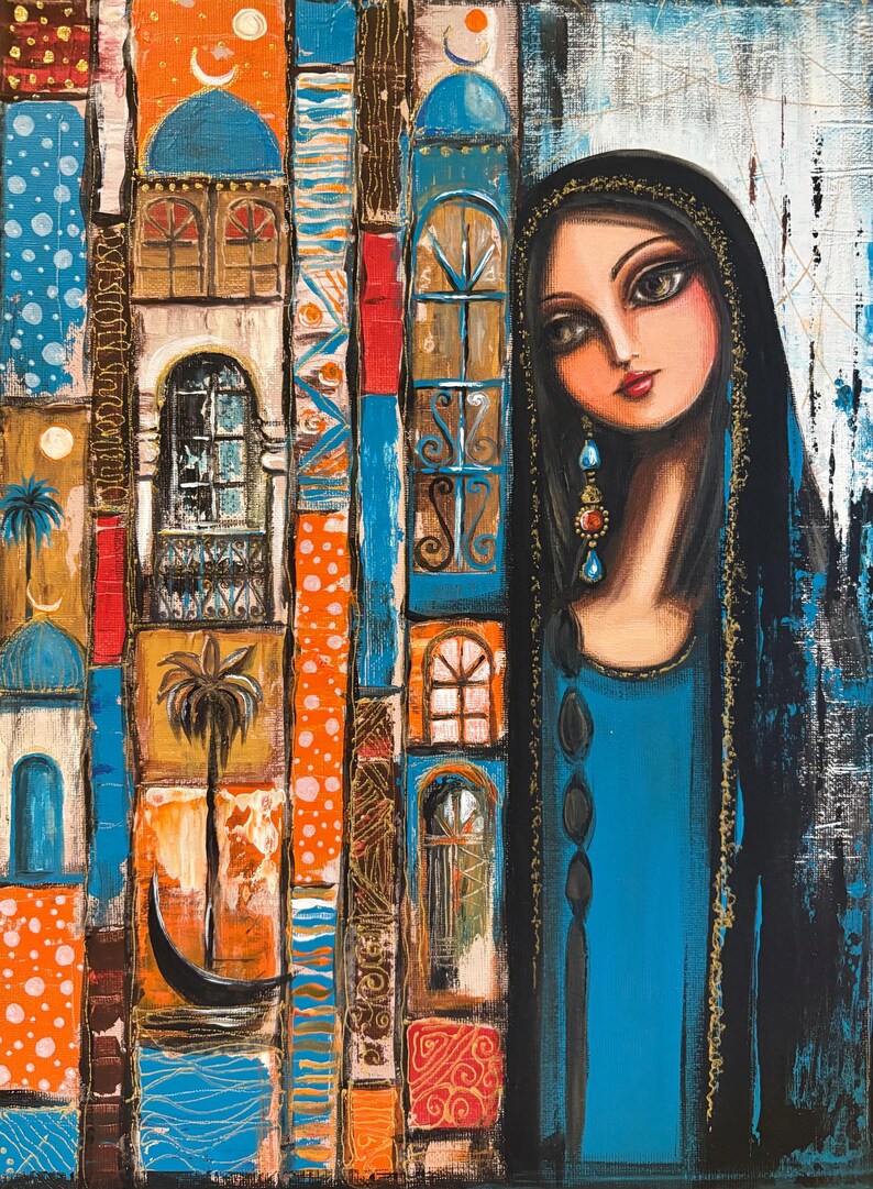 The Long Wait . Original Iraqi Art. Traditional Features. Arabian Art ...