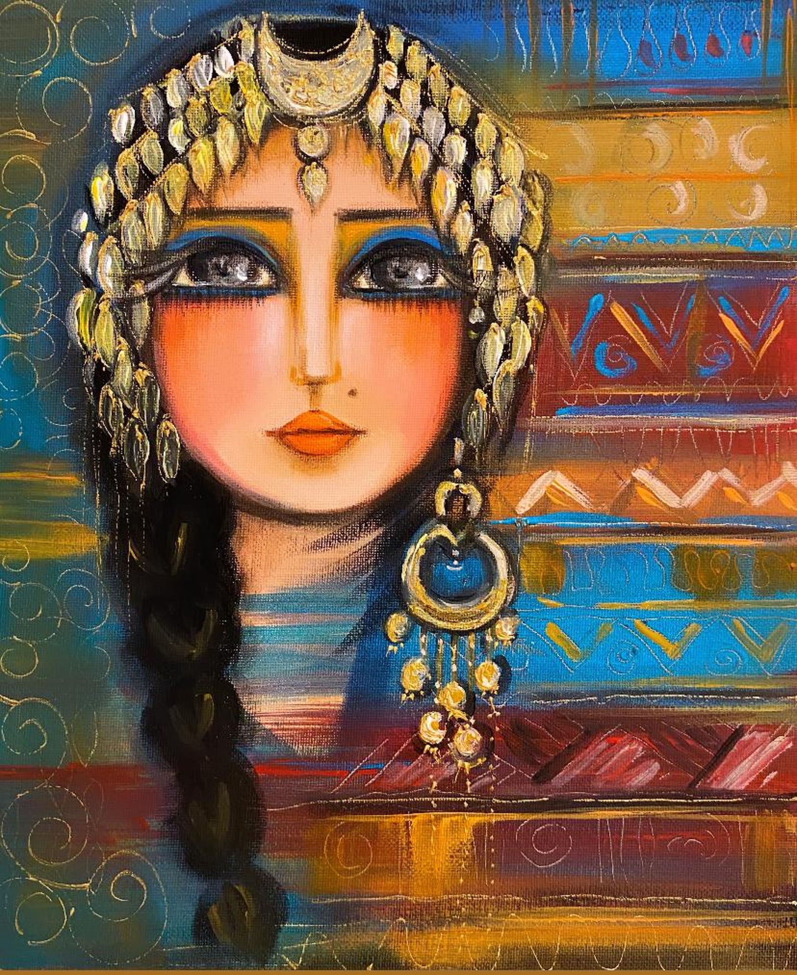 Original Iraqi Art. A Face of a Women From the North of Iraq. Arabian ...
