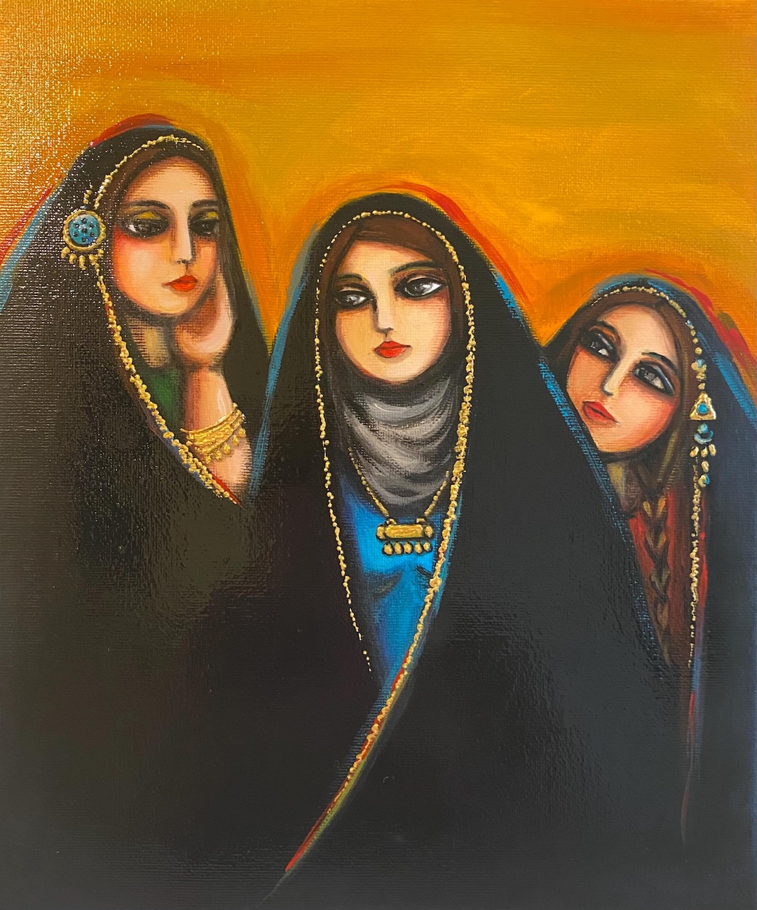 Original Iraqi Art. Women in Abaya. Cultural and Traditional Themes ...