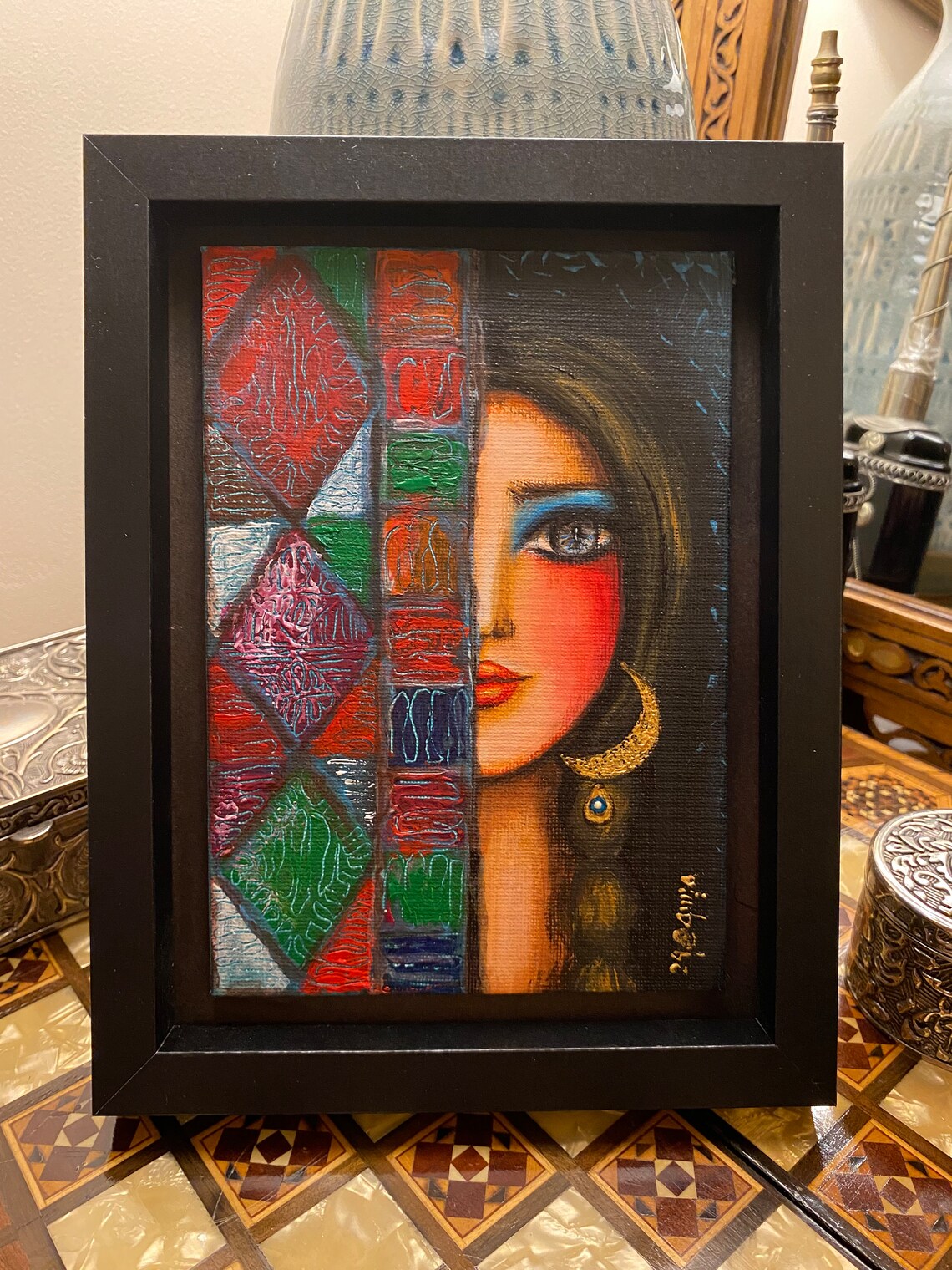 Traditional Iraqi and Arabian Wall Art/acrylic on 13 by 18 Cm Canvas ...