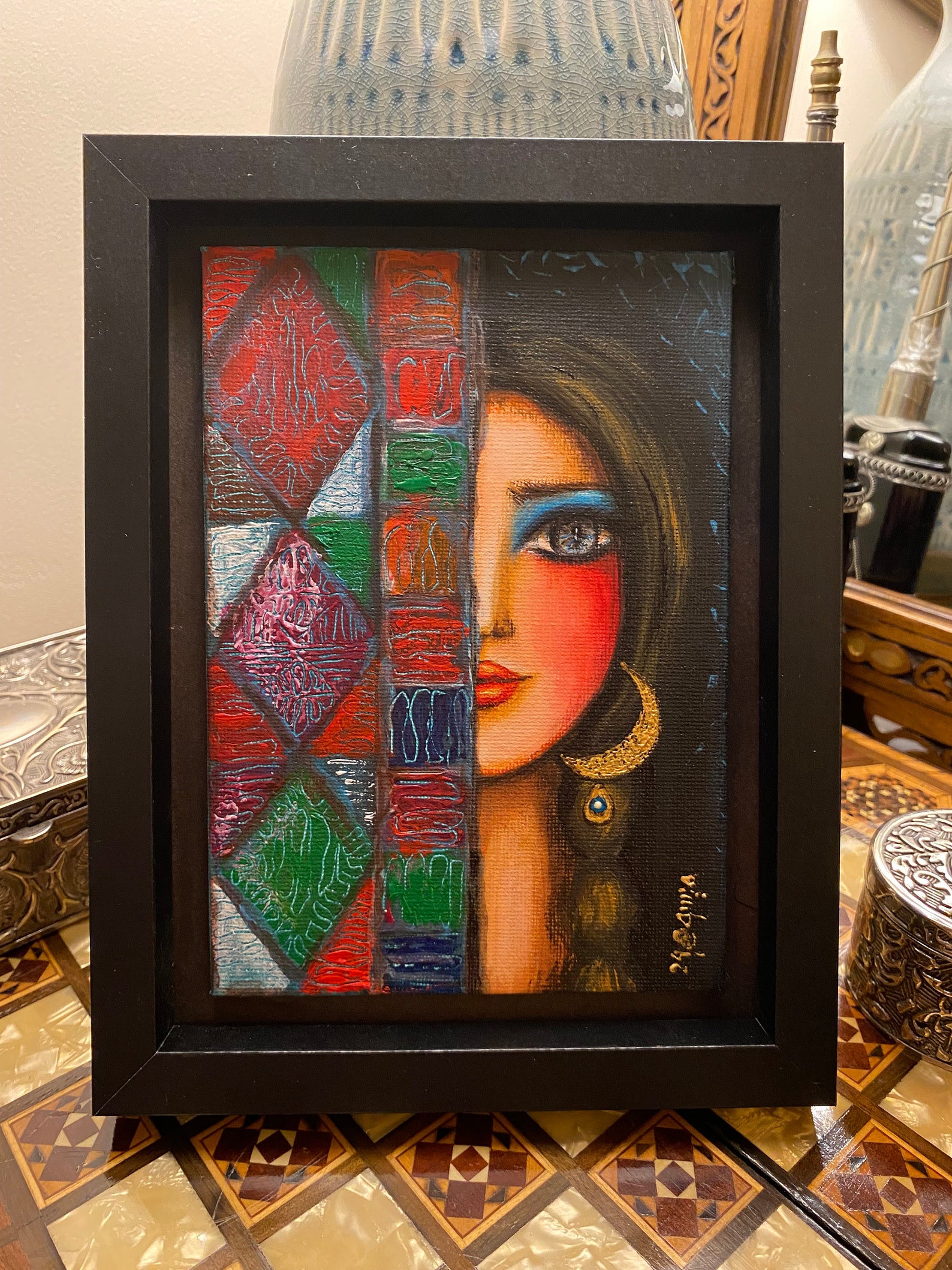 Traditional Iraqi and Arabian Wall Art/acrylic on 13 by 18 Cm Canvas ...