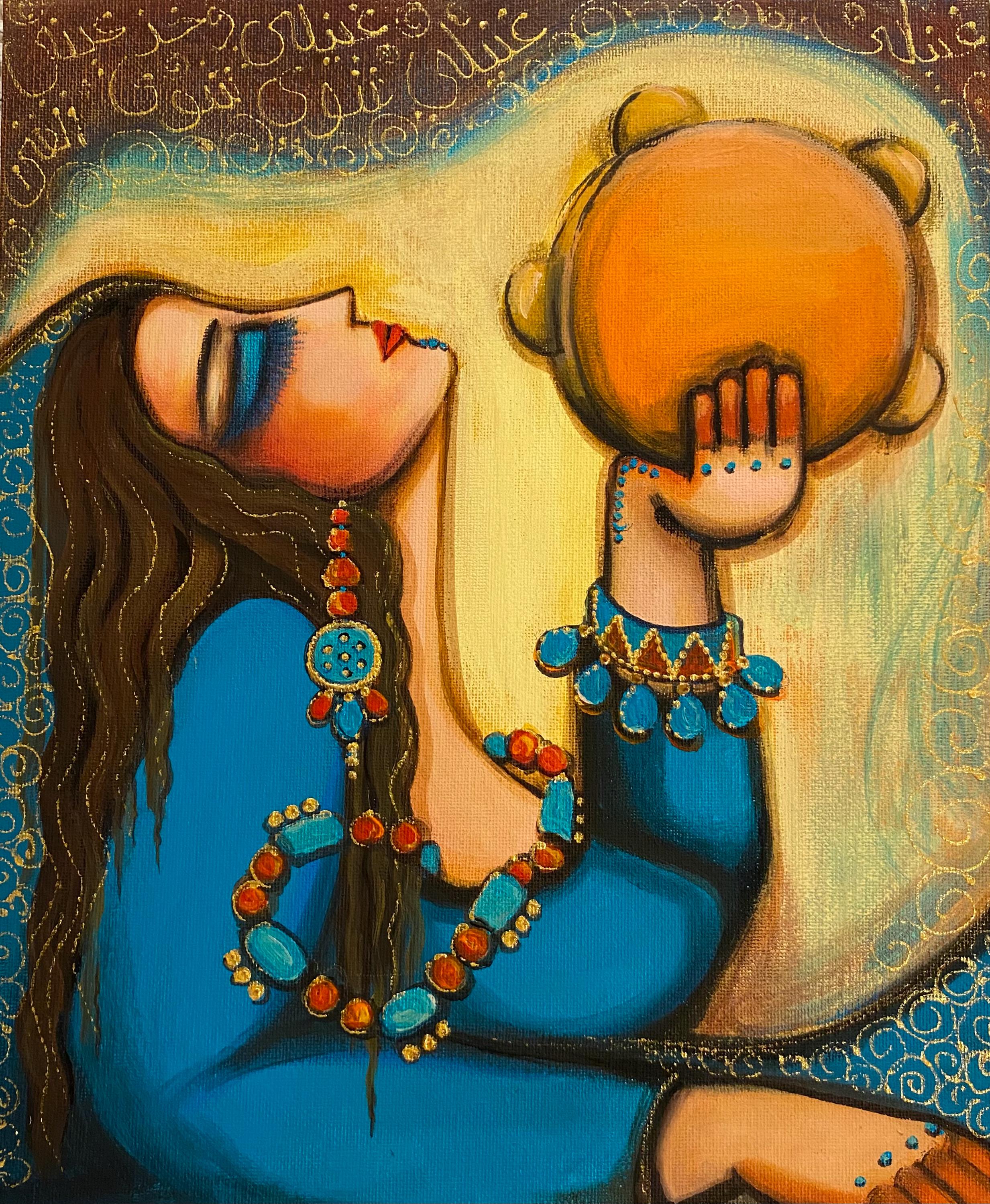 Original Iraqi Art. A Woman With a Tambourine. Traditional and Cultural ...