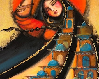 Original Iraqi Art. A Women With a Dates Basket. Arabian and Iraqi ...
