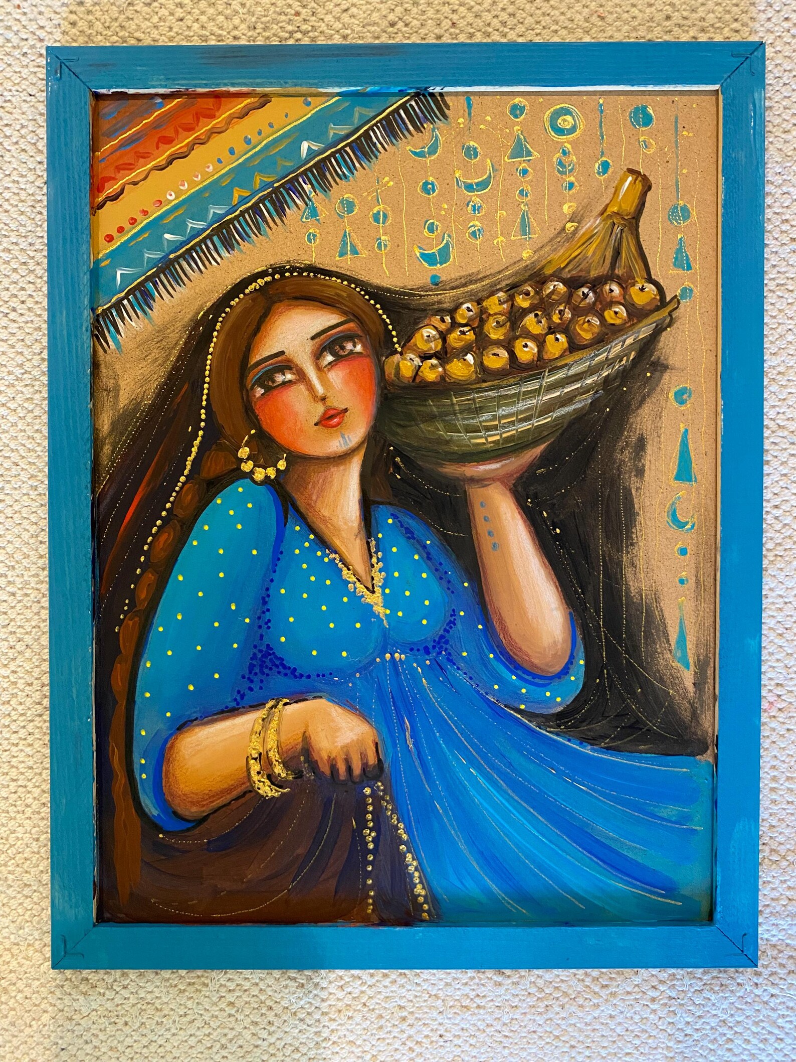 Original Iraqi Art. A Women With a Dates Basket. Arabian and Iraqi ...