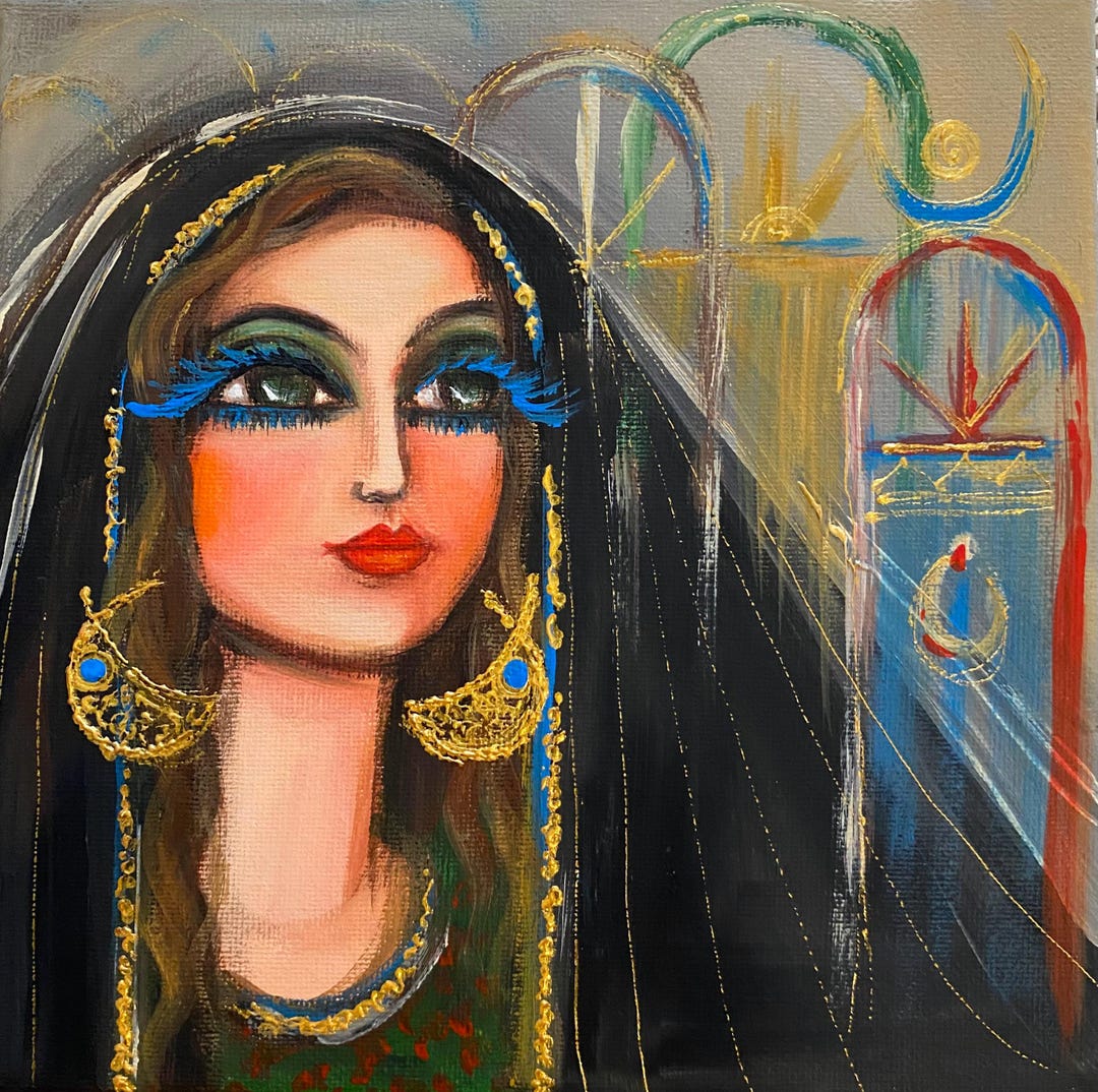 Original Iraqi Art. A Face of a Women in Abaya. Arabian and Iraqi ...