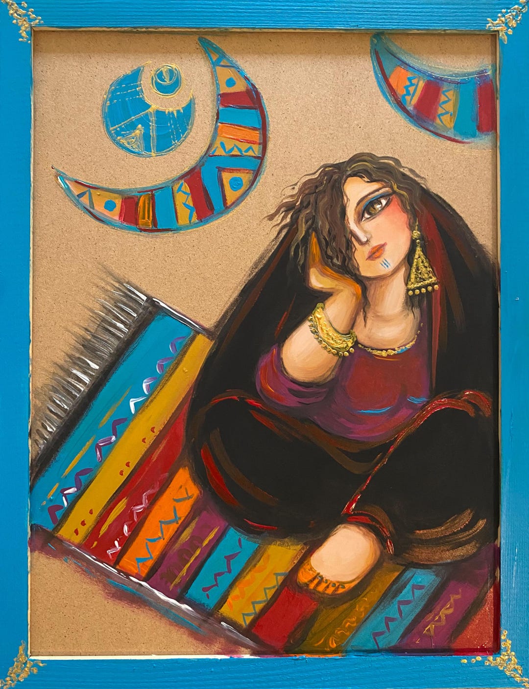 Original Iraqi Art. A Women on a Rug. Traditional and Cultural Features ...