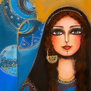 Traditional Iraqi Art. Acrylic and Mixed Media on 30 by 22 Cm Canvas ...