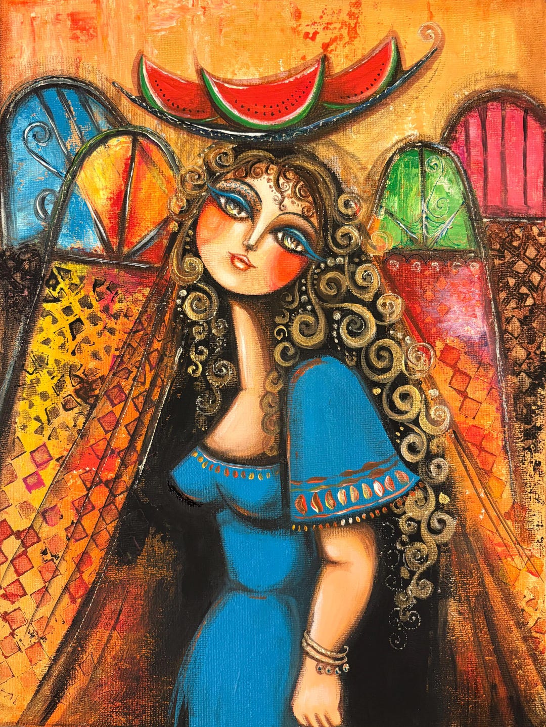 Iraqi Folklore. Original Iraqi Art. Traditional Features. Arabian Art ...