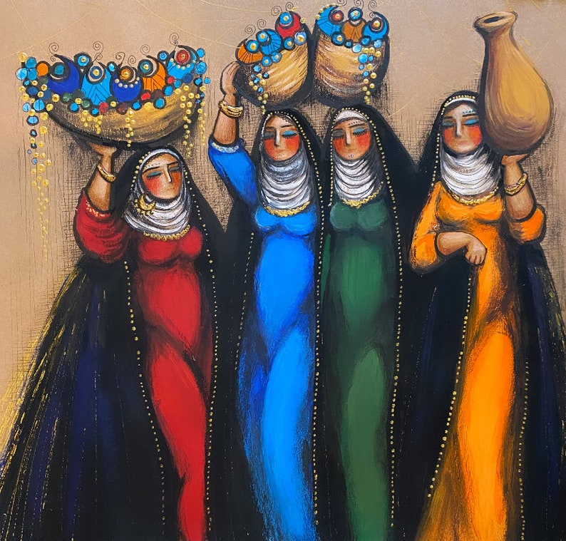 Shop and Gossip. Original Iraqi Art. Traditional and Cultural Arabian ...