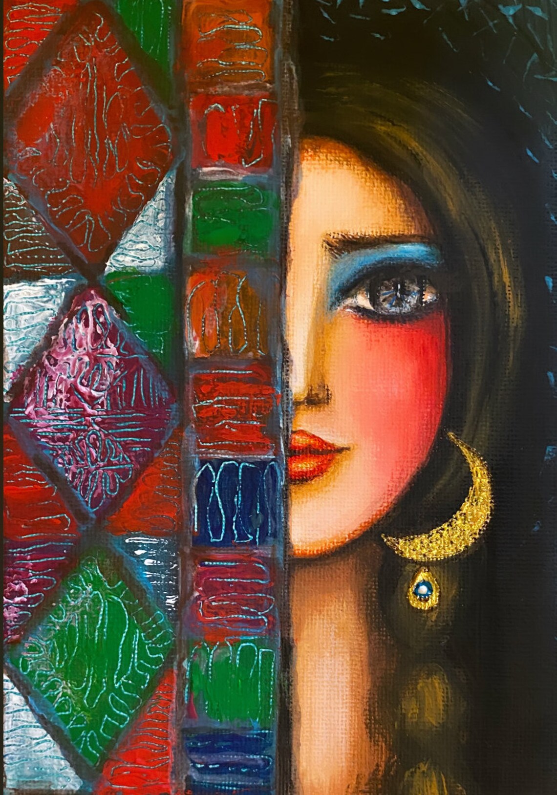 Traditional Iraqi and Arabian Wall Art/acrylic on 13 by 18 Cm Canvas ...