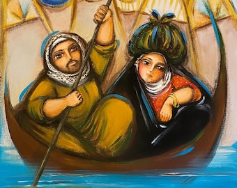 Original Iraqi Art. Acrylic and Mixed Media on Stretched Canvas 50 by ...