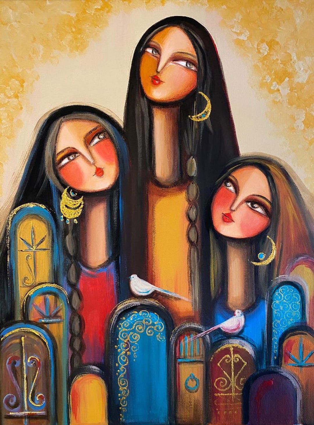 Original Iraqi Art. Three Women. Cultural and Traditional Themes ...
