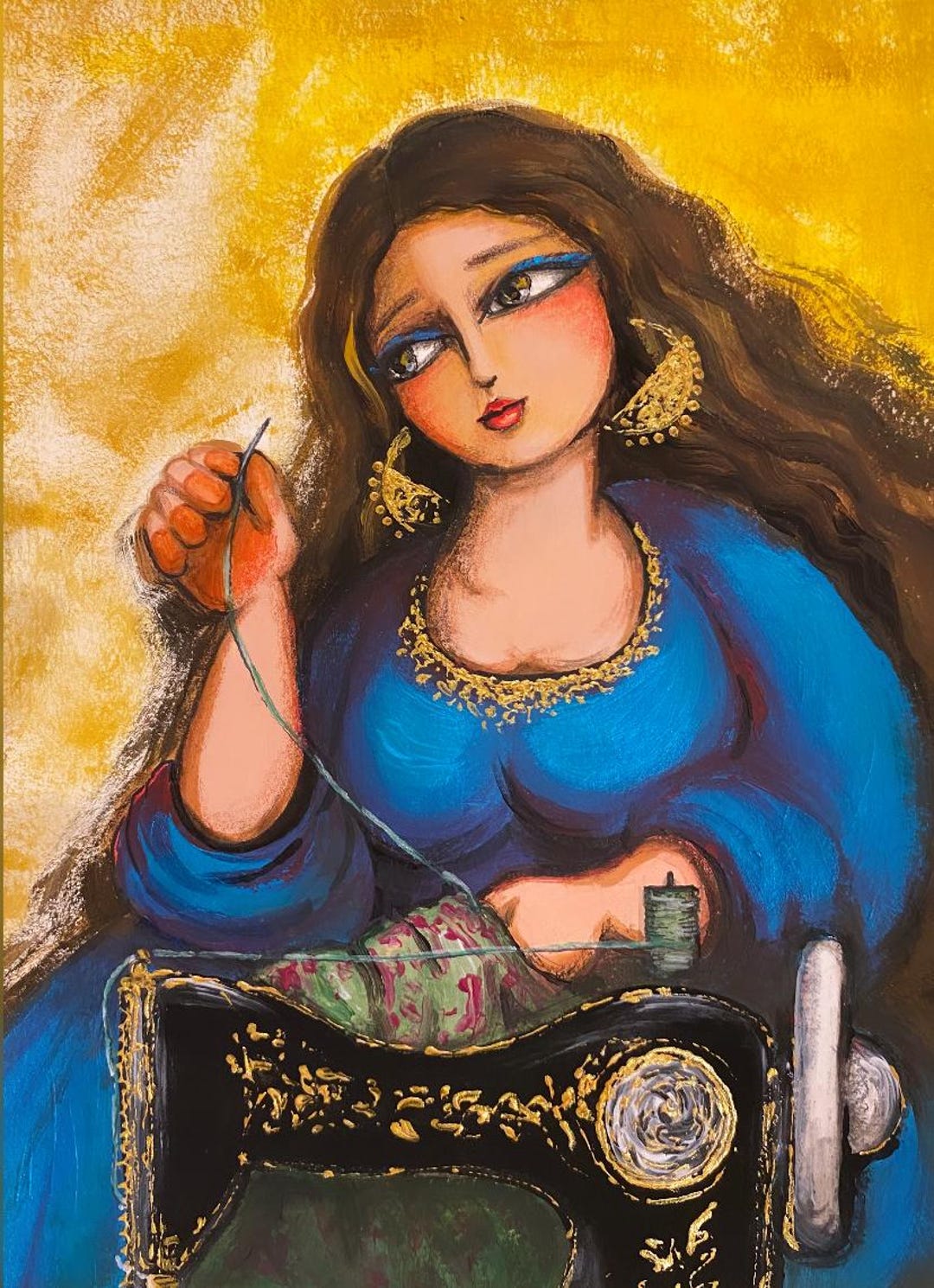 Original Iraqi Art. the Sewing Lady. Cultural and Traditional Features ...