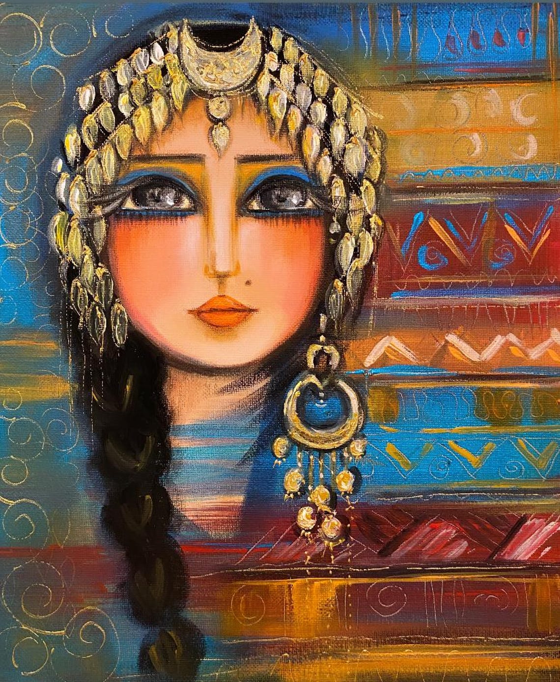 Original Iraqi Art. A Face of a Women From the North of Iraq. Arabian ...