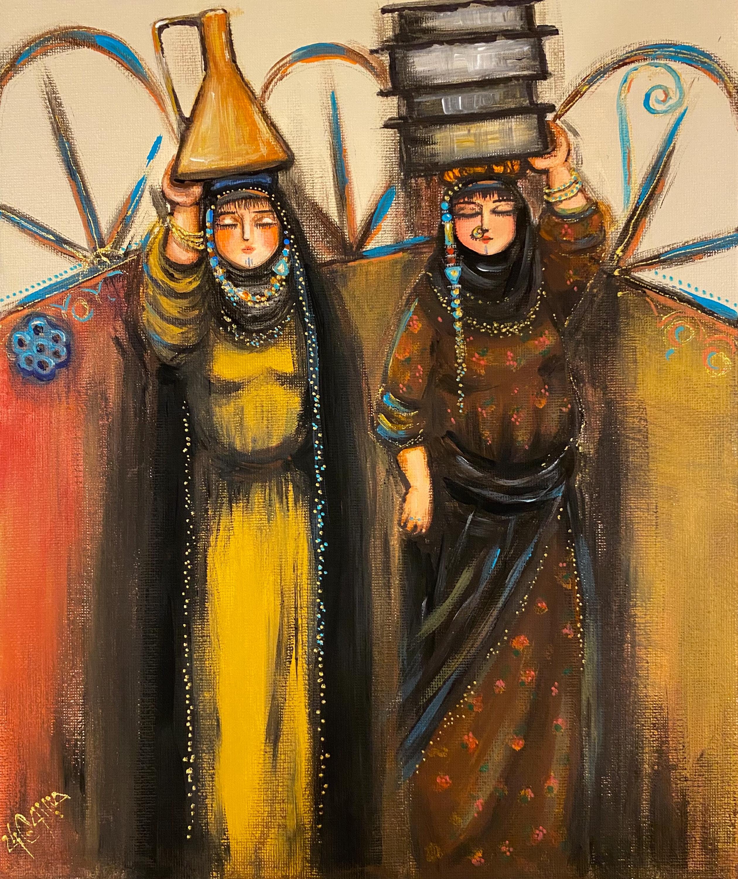 Original Iraqi Art. Women and Daily Chores. Traditional Features. - Etsy