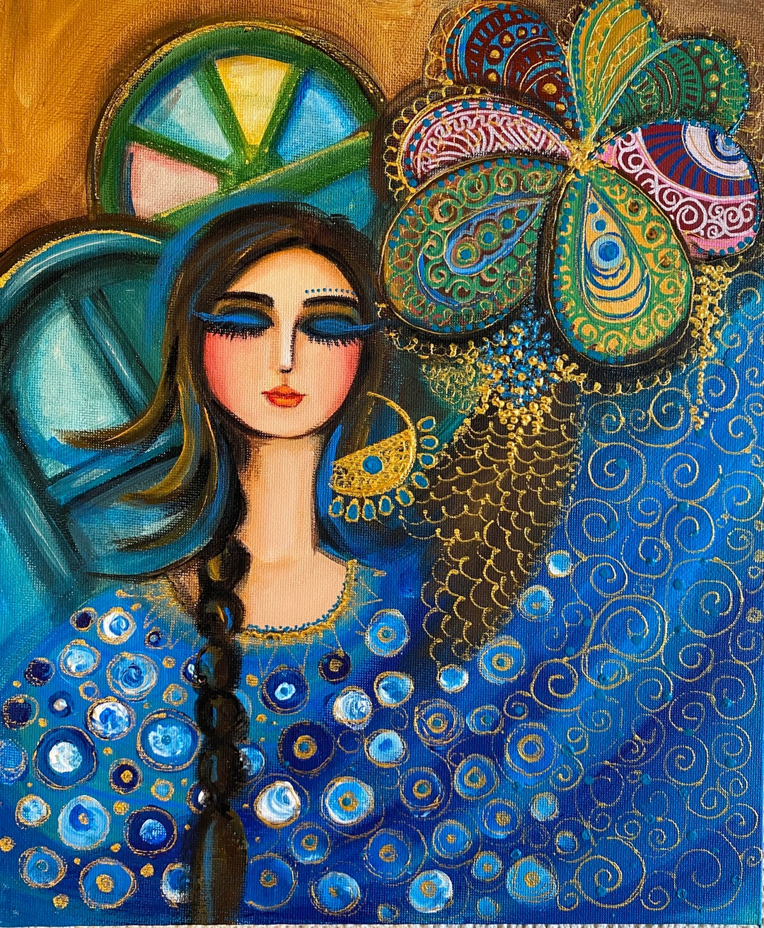 Garden of Dreams. Traditional Iraqi Art. Acrylic and Mixed Media on 30 ...