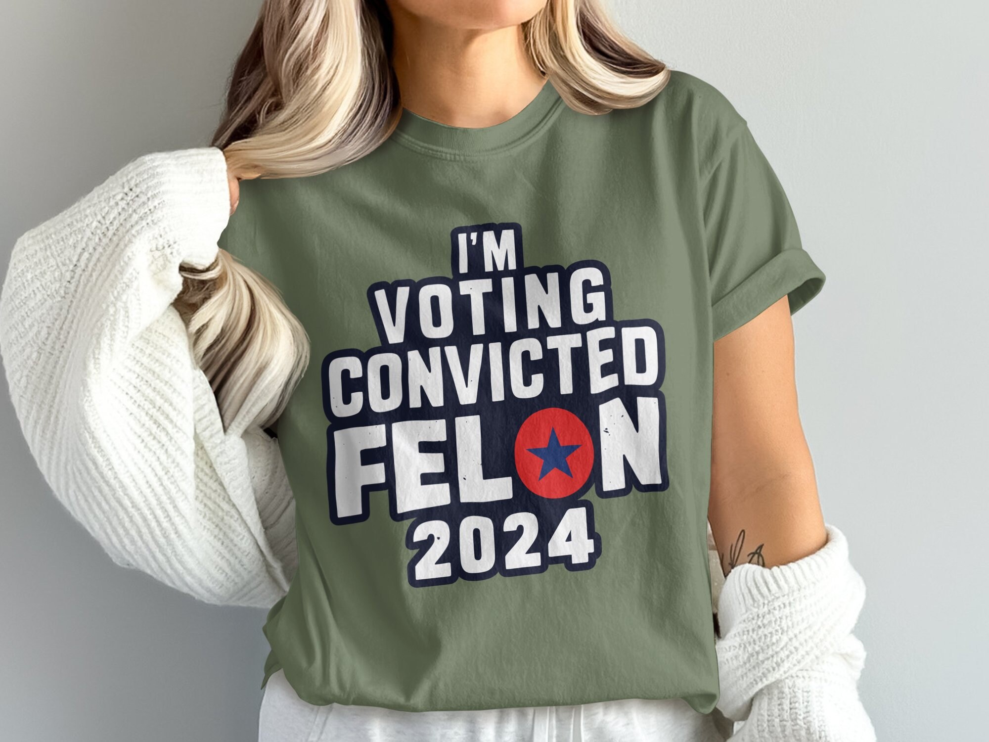 I'm Voting Convicted Felon 2024 T-shirt, Funny Political Graphic Tee ...
