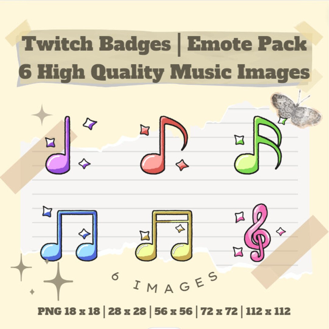 Music Notes Twitch Sub Badges | Twitch Bit Badges | Discord Emote ...