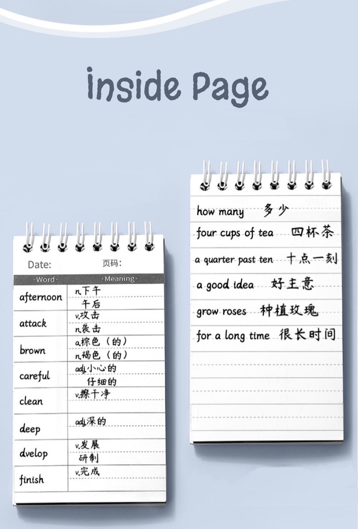 Vocabulary Word Book Learning New Language Study Cards Loose | Etsy