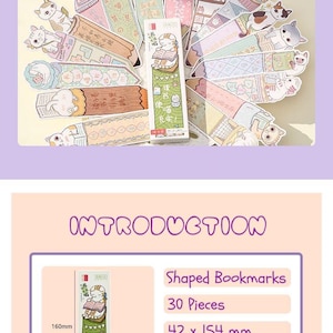 Kawaii Cat Bookmark Set of 30 | Cute Cat-themed Bookmarks | Adorable ...