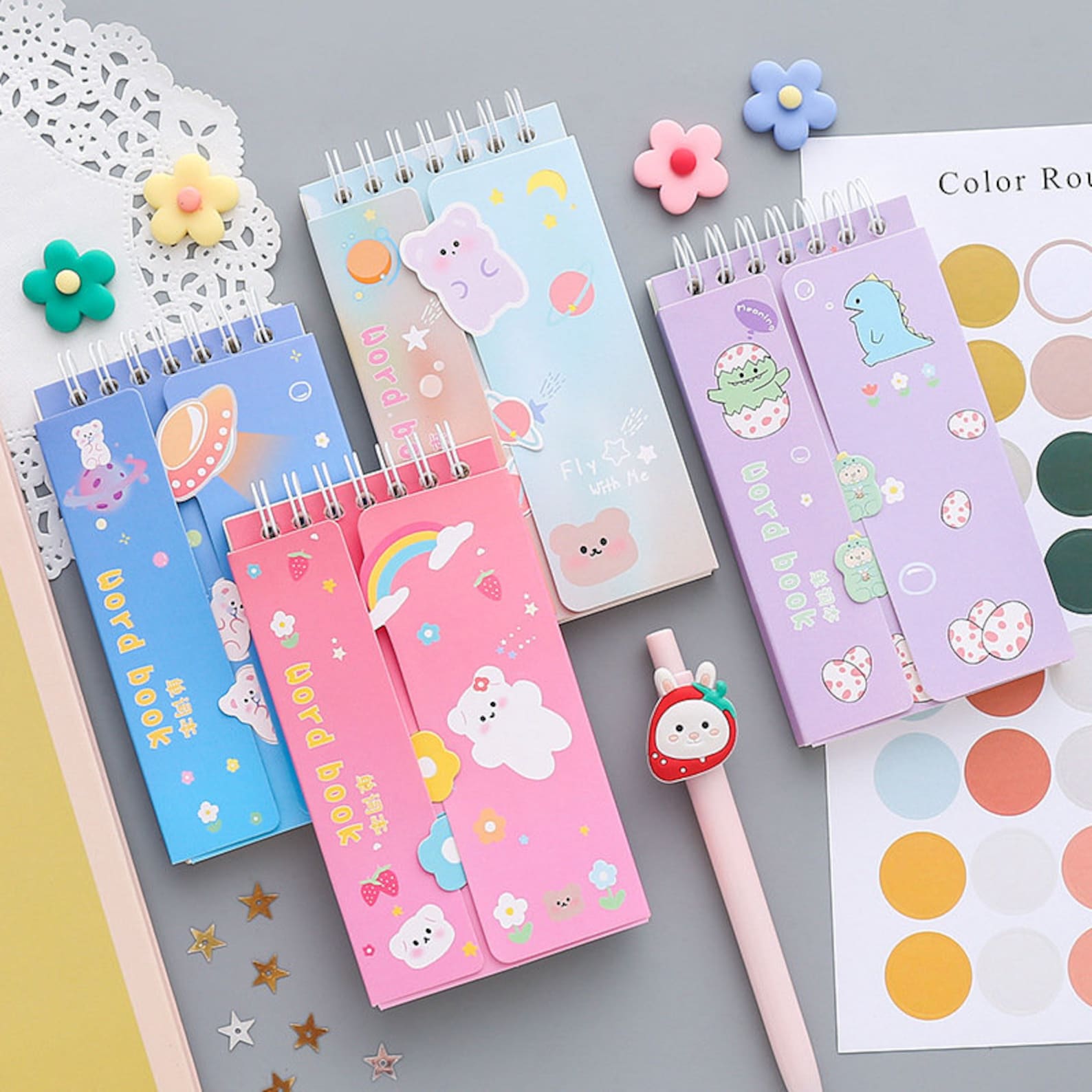 Cute Vocabulary Word Book, Learning New Language Study Cards, Loose ...