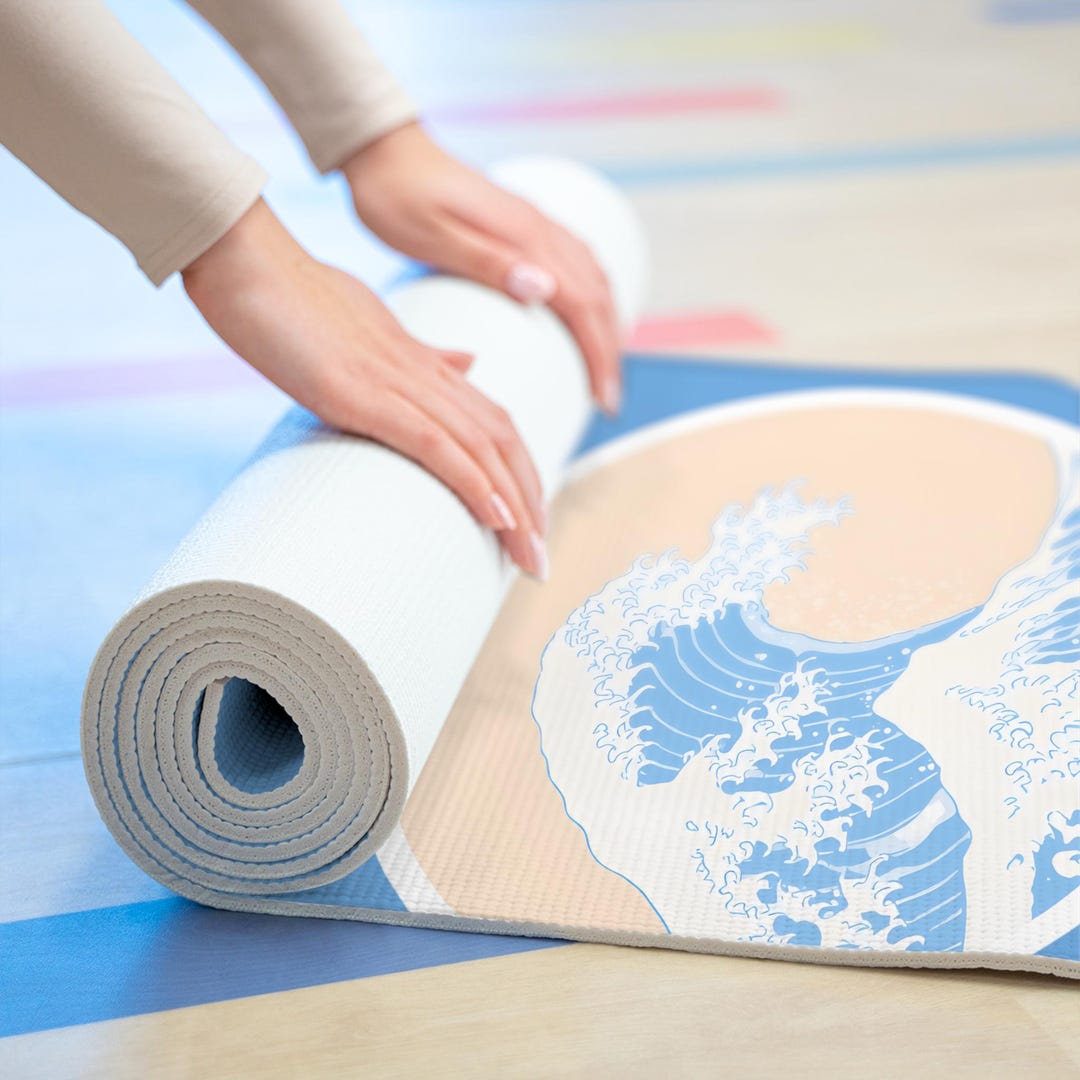 Light Blue Yoga & Pilates Mat, Soft Foam, Non-slip, and Lightweight for ...