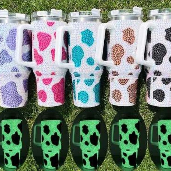 Stanley Tumbler Cow Print Rhinestone - Etsy