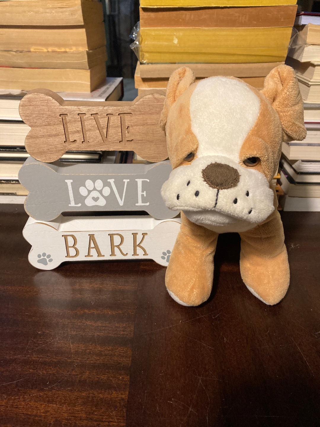 Fun Stuff Plush Stuffed 10” Bull Dog Toy Animal Brown White Toy Puppy ...