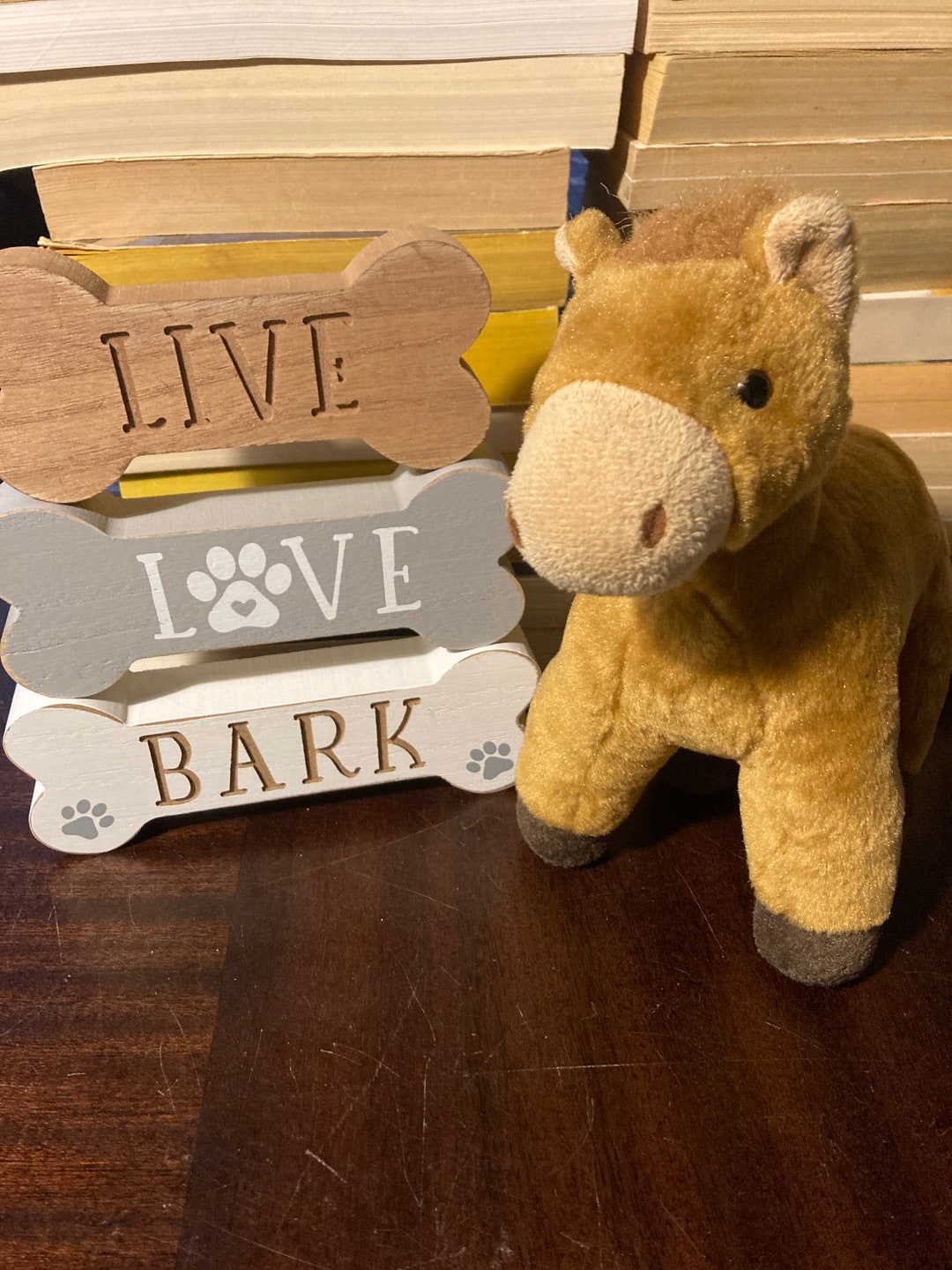 Walmart Plush Stuffed 8” Brown Horse Pony Fuzzy Tail and Mane 9” Tall ...