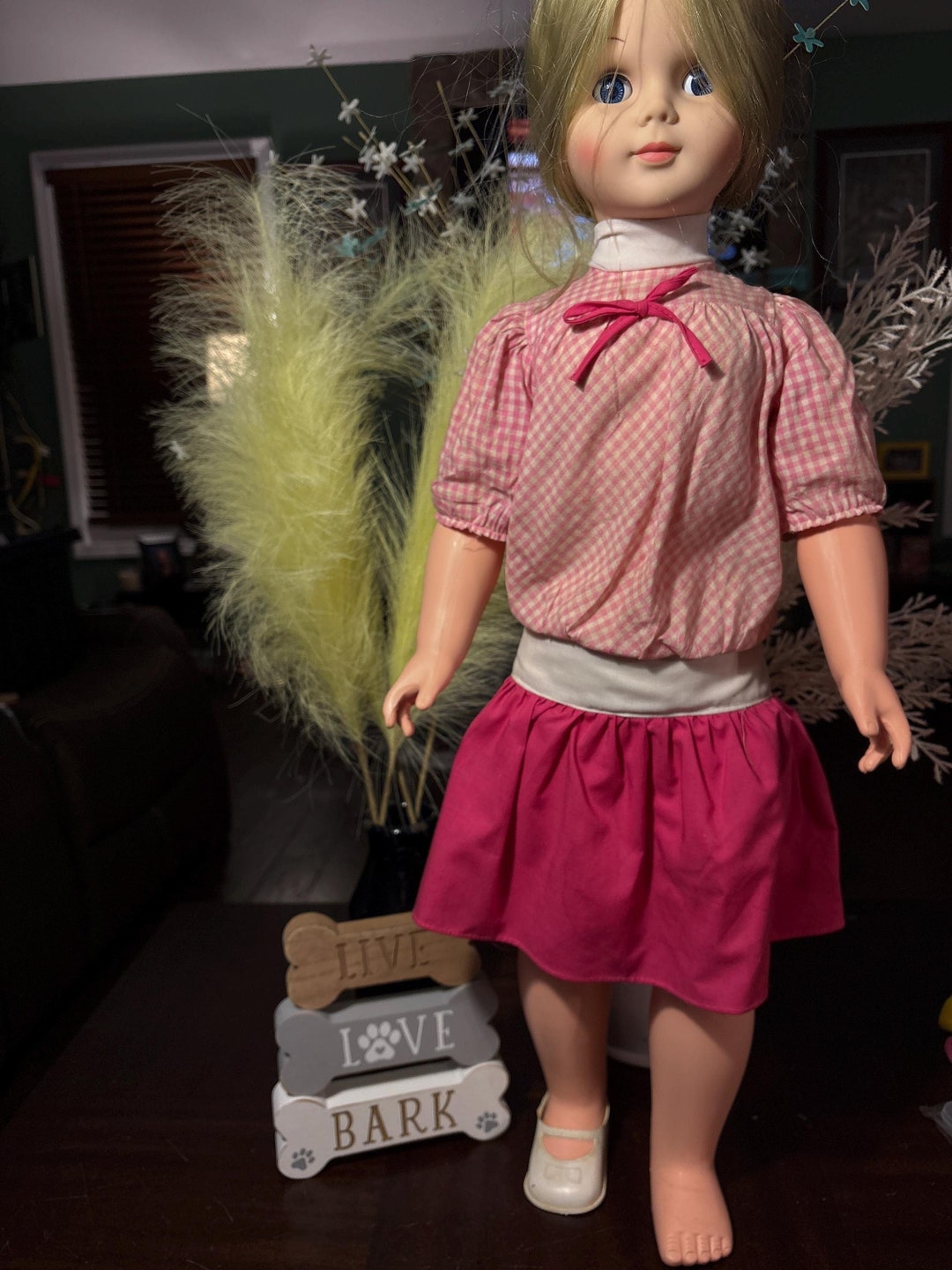 Uneeda Vintage Walker Doll 30” Tall Rooted Blond With Pink Dress ...
