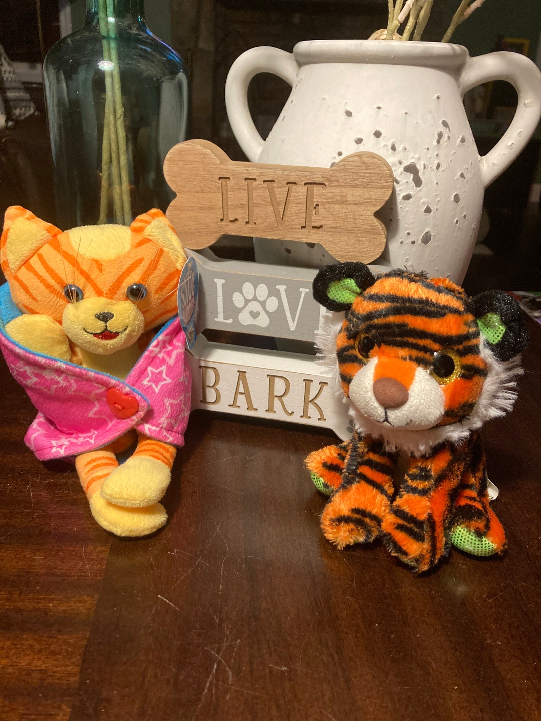 Snug Buddies Kitten Cat 9” With Blanket Orange Blue & MVP Plush Tiger 6 ...