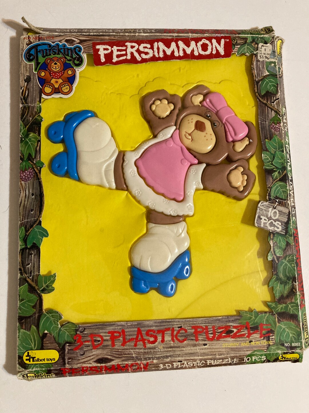 Persimmon 3-D Plastic Puzzle Furskins Teddy Bear Skating 10 Pieces ...