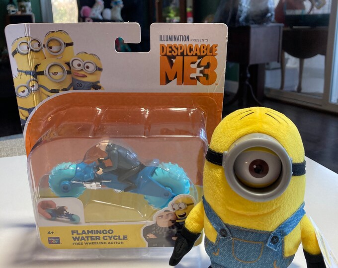 Despicable ME Set 2 Toys Flamingo Water Cycle Motorcycle Vehicle and ...