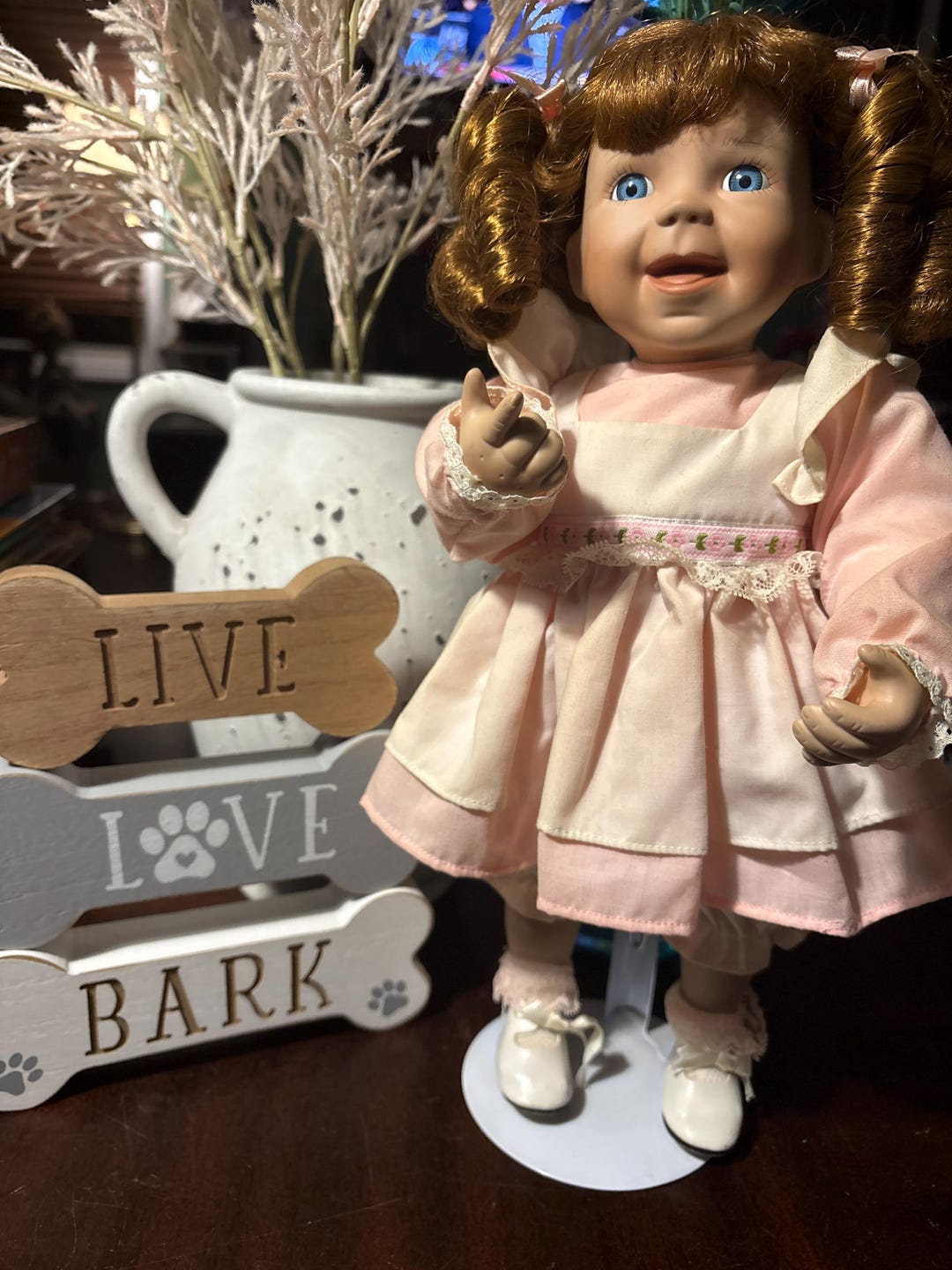 Kathy Hippensteel 13” Porcelain Doll Cloth Body on Stand Julie 2 Much ...