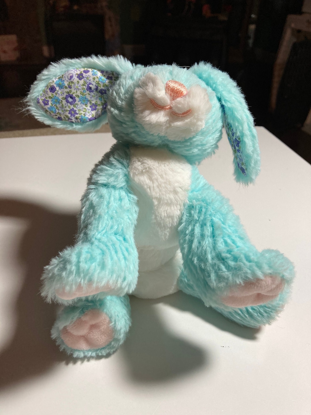Mary Meyer Plush Soft Stuffed Bunny Rabbit Blue With Floral Ears Toy ...