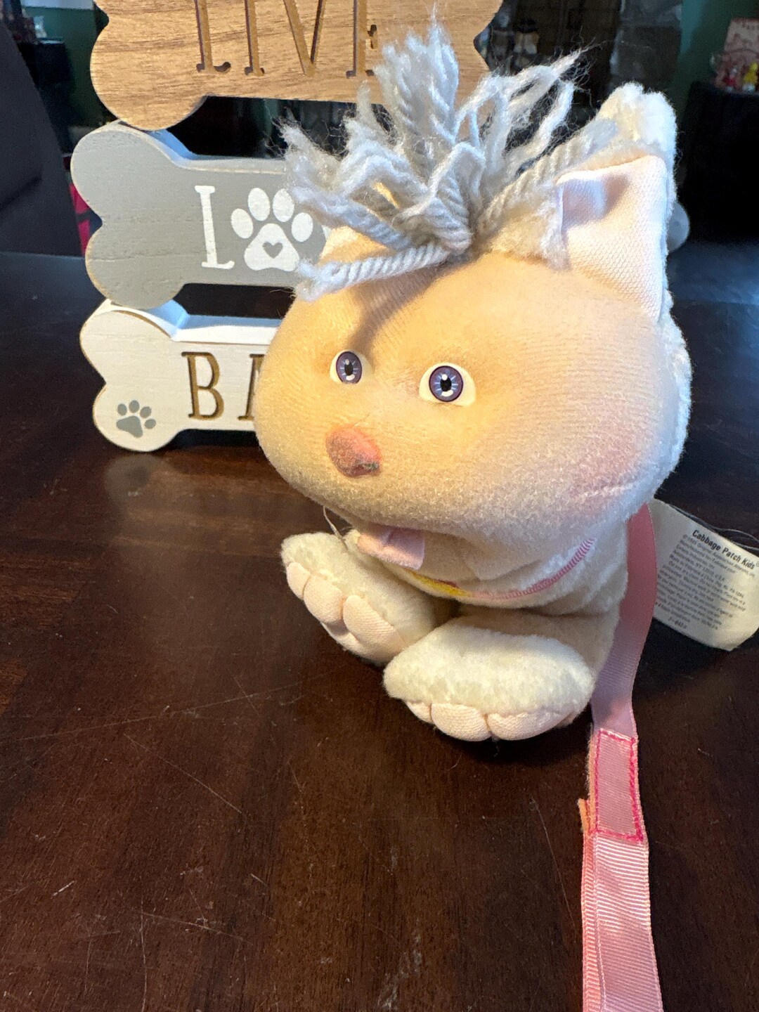 Cabbage Patch Kitty Cat Kitten Plush Stuffed Animal Beige Pink White ...